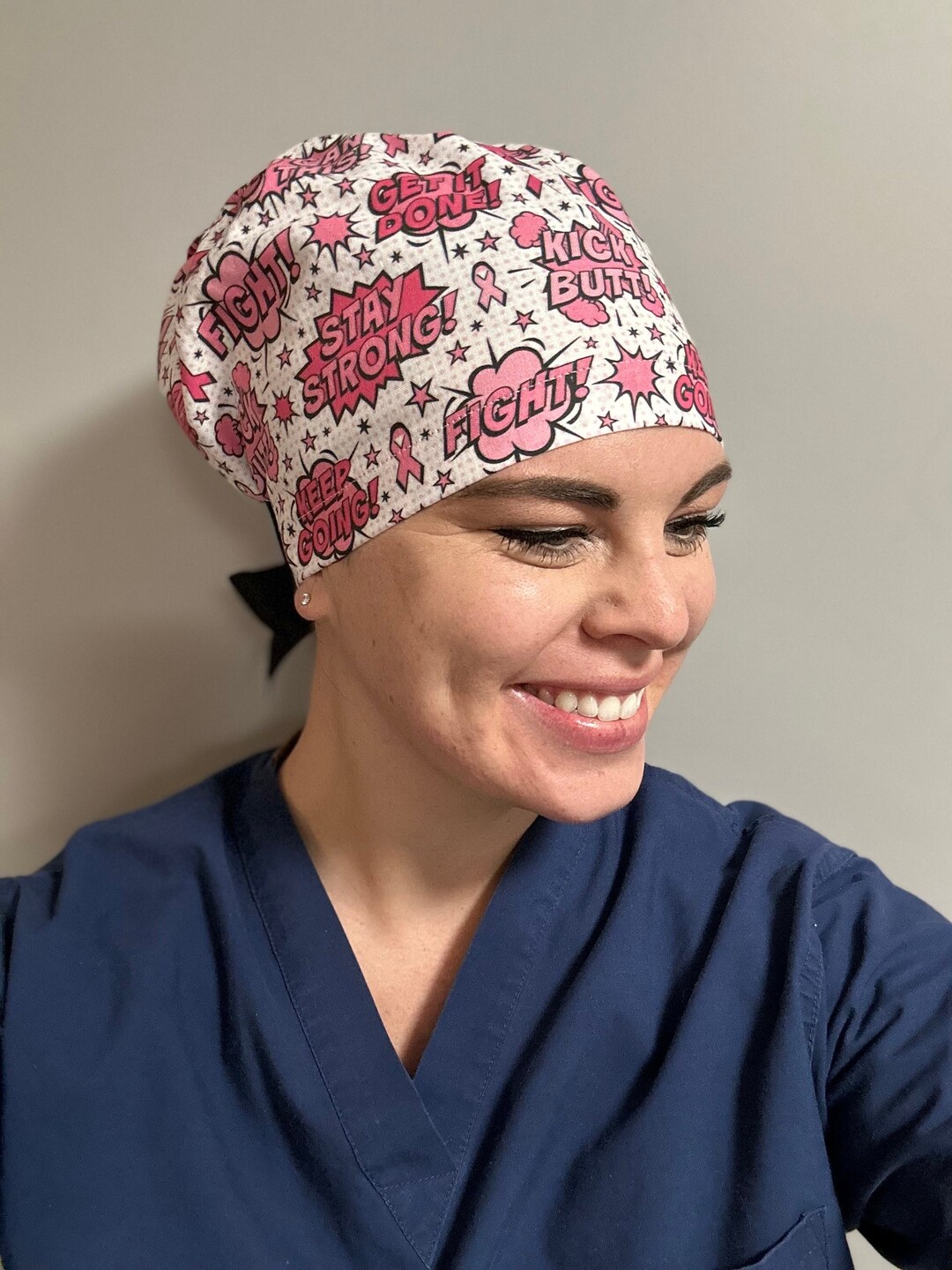 Comic Bubble Breast Cancer Awareness Scrub Cap - Etsy