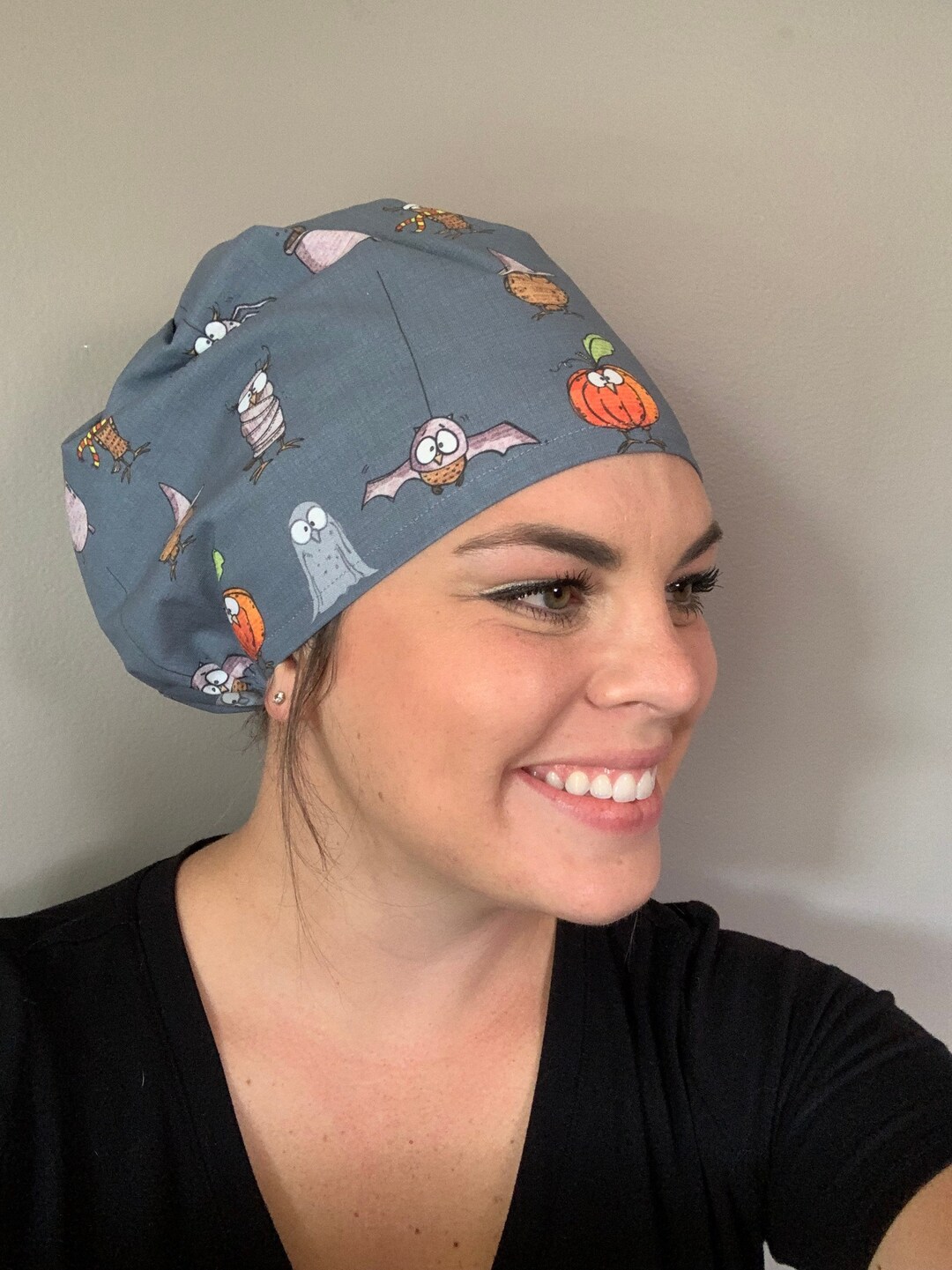 Euro Scrub Cap, Halloween Cap, Halloween Scrub Hat, Halloween Critters ...