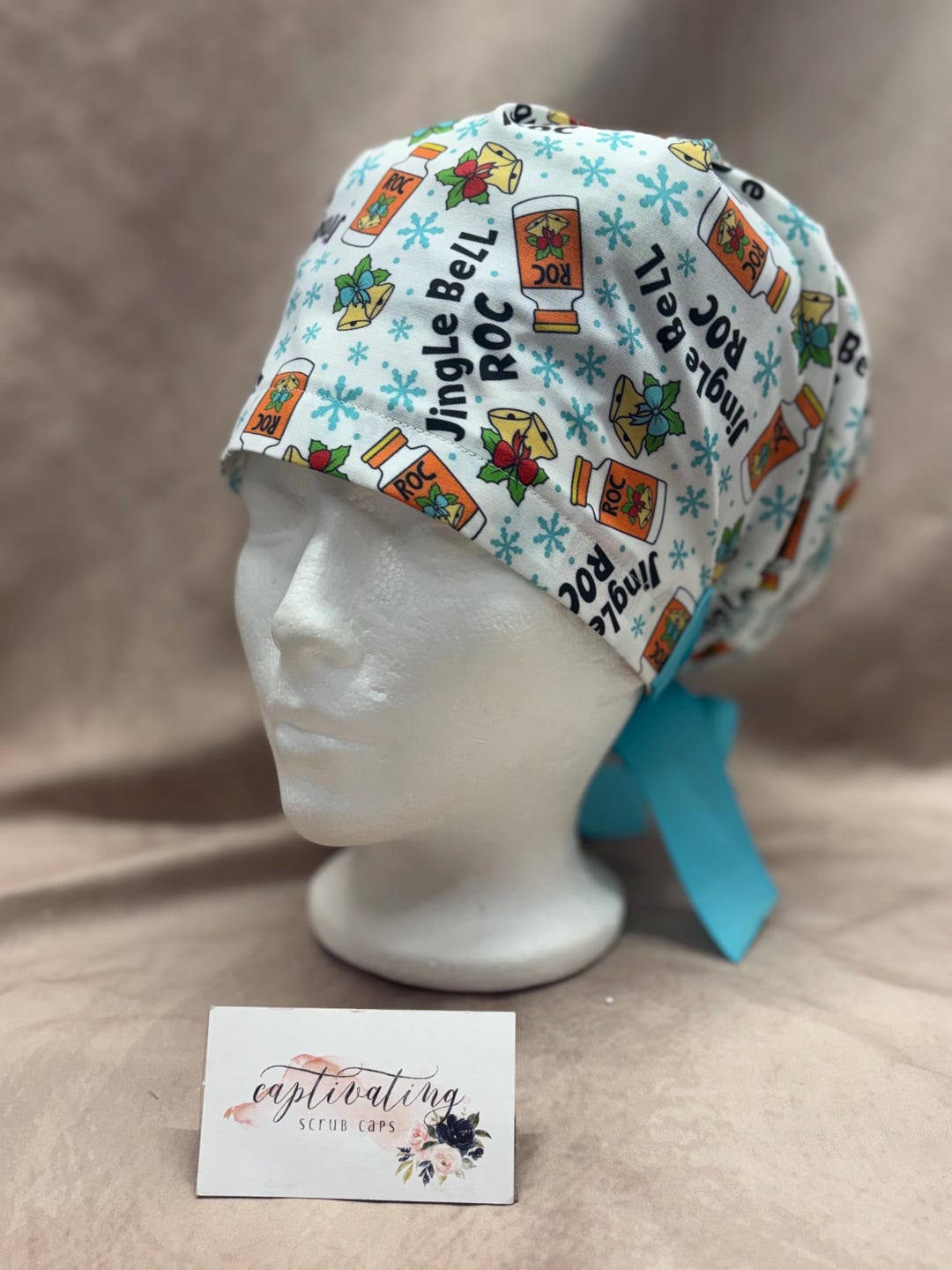 Jingle Bell ROC Anesthesia Scrub Cap, Christmas, Anesthesia, Nurse ...