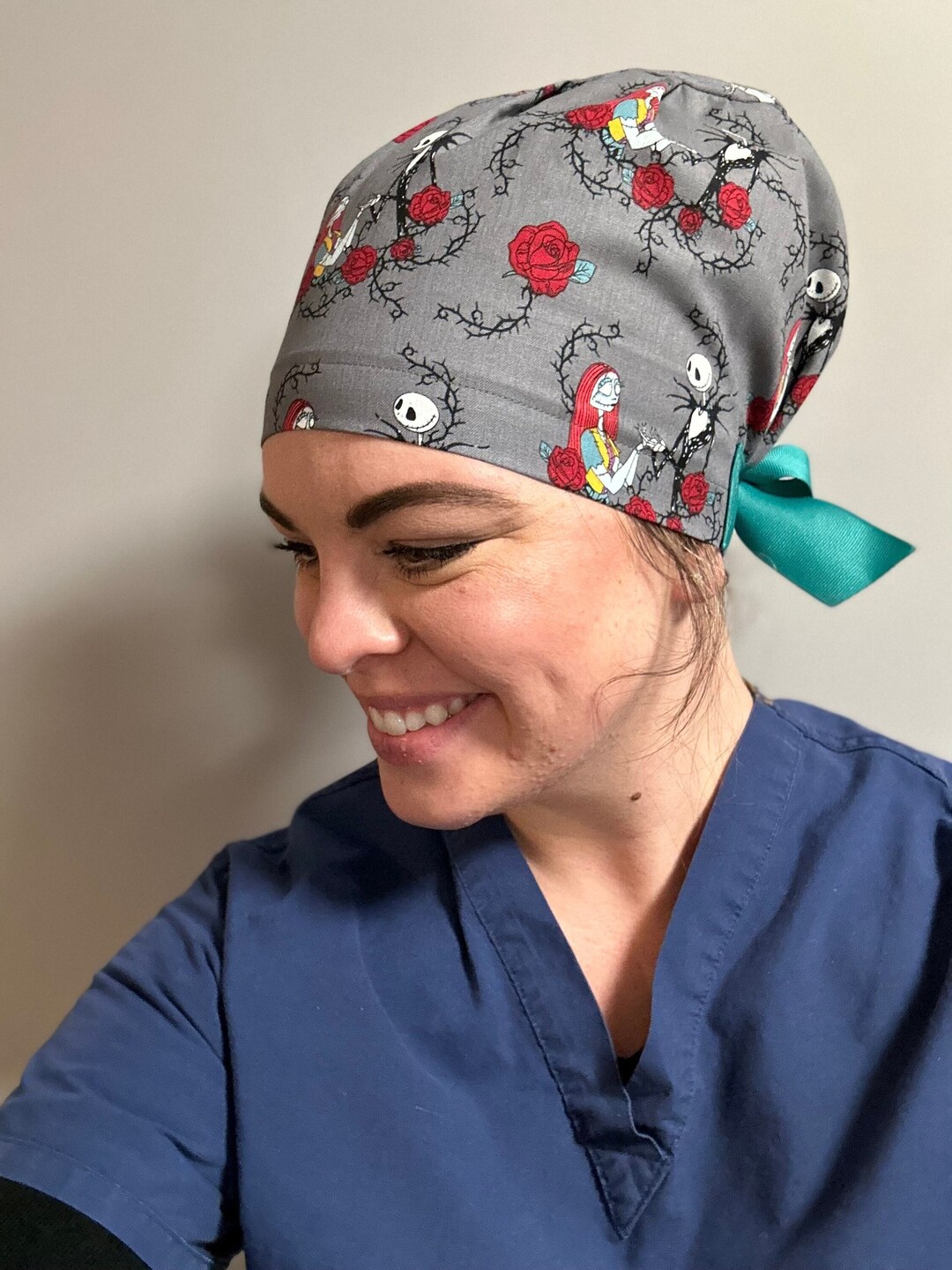Jack and Sally Inspired Scrub Cap, NBC, Scrub Hat, CRNA, Surgical Nurse ...
