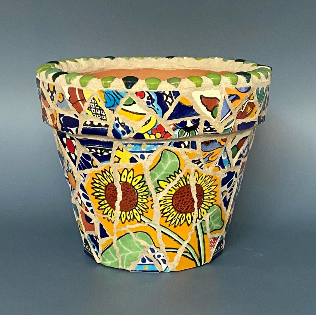 Sunflower Mosaic Tile Planter, Talavera Mosaic Pot, Mosaic Art - Etsy