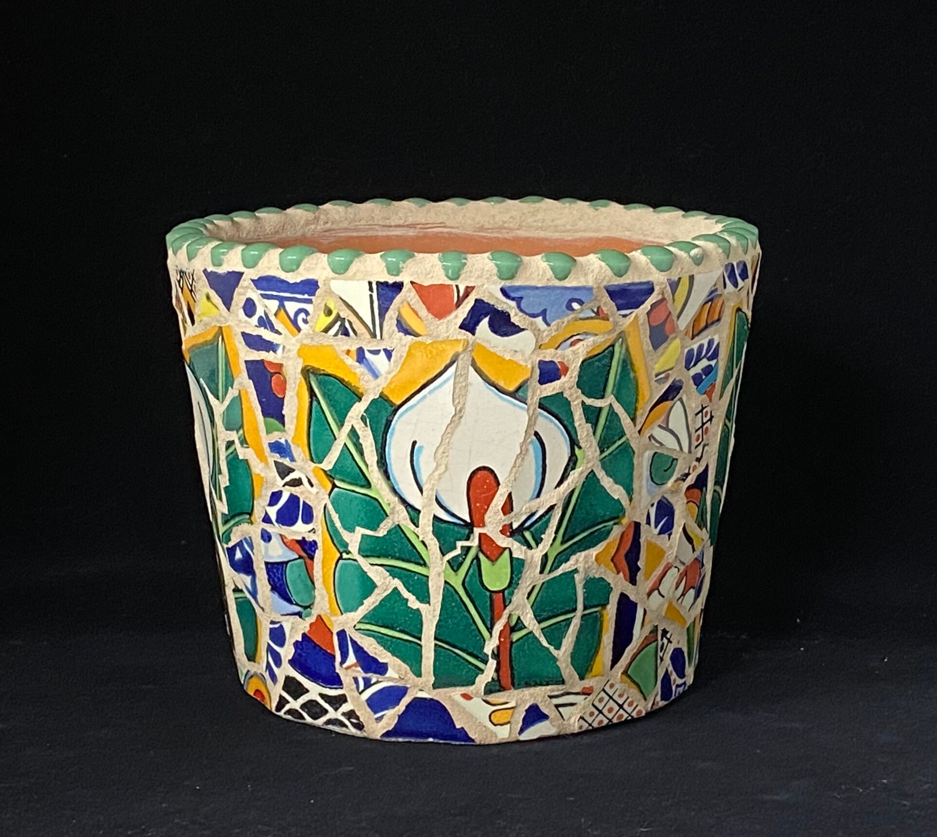Calla Lily Flower Pot Mosaic Tile Pot Talavera Mosaic Pot - Etsy