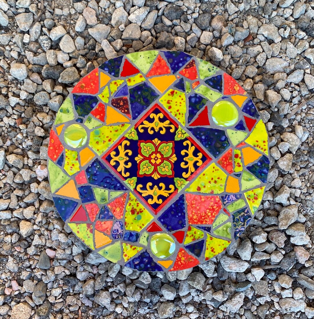 Talavera Mosaic Tile Stepping Stone, Garden Art, Yard Decoration - Etsy