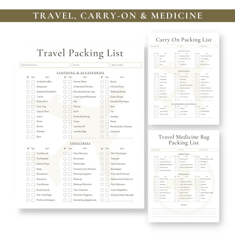 Packing List Bundle, Template, Digital Instant Printable Download - Etsy