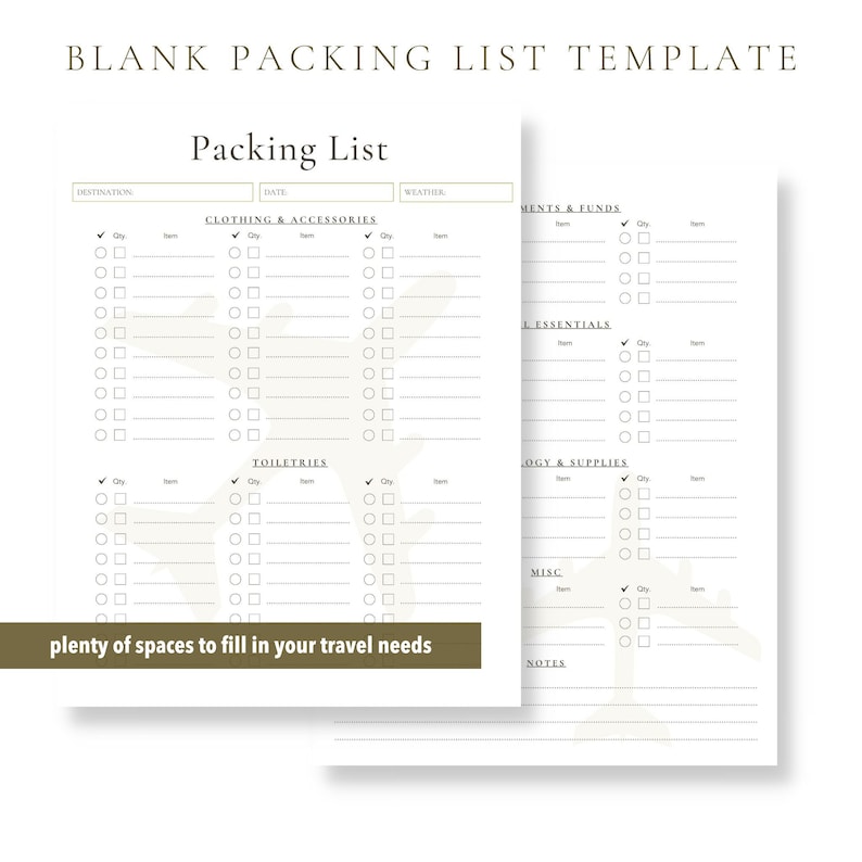 Packing List Bundle, Template, Digital Instant Printable Download - Etsy
