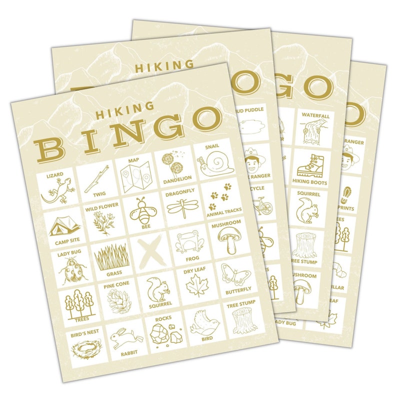 Hiking Bingo Cards, Digital Instant Printable Download - Etsy