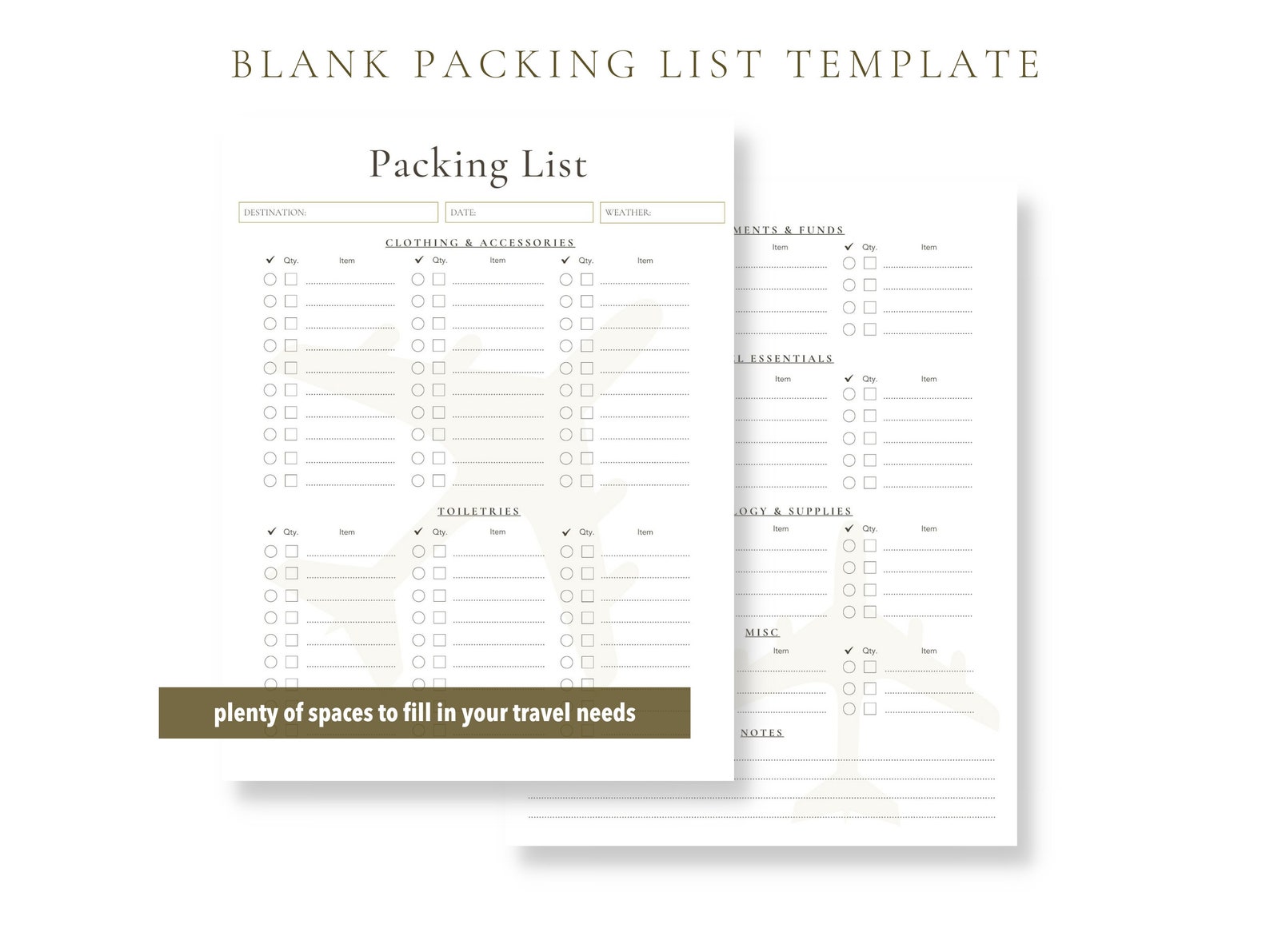 Packing List Bundle, Template, Digital Instant Printable Download - Etsy