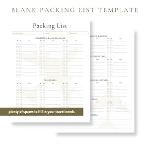 Packing List Bundle, Template, Digital Instant Printable Download - Etsy