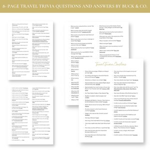 Travel Trivia Questions, Digital Instant Printable Download - Etsy