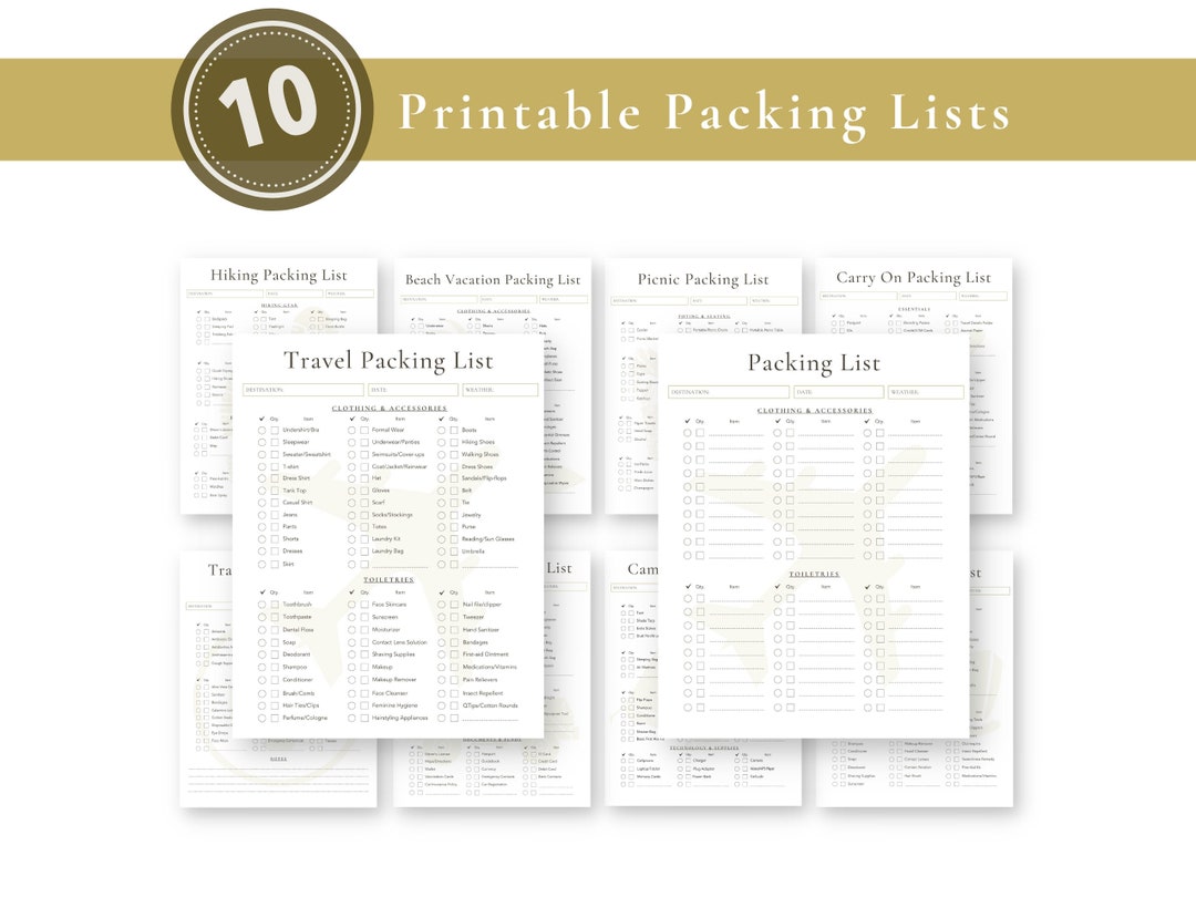 Packing List Bundle, Template, Digital Instant Printable Download - Etsy