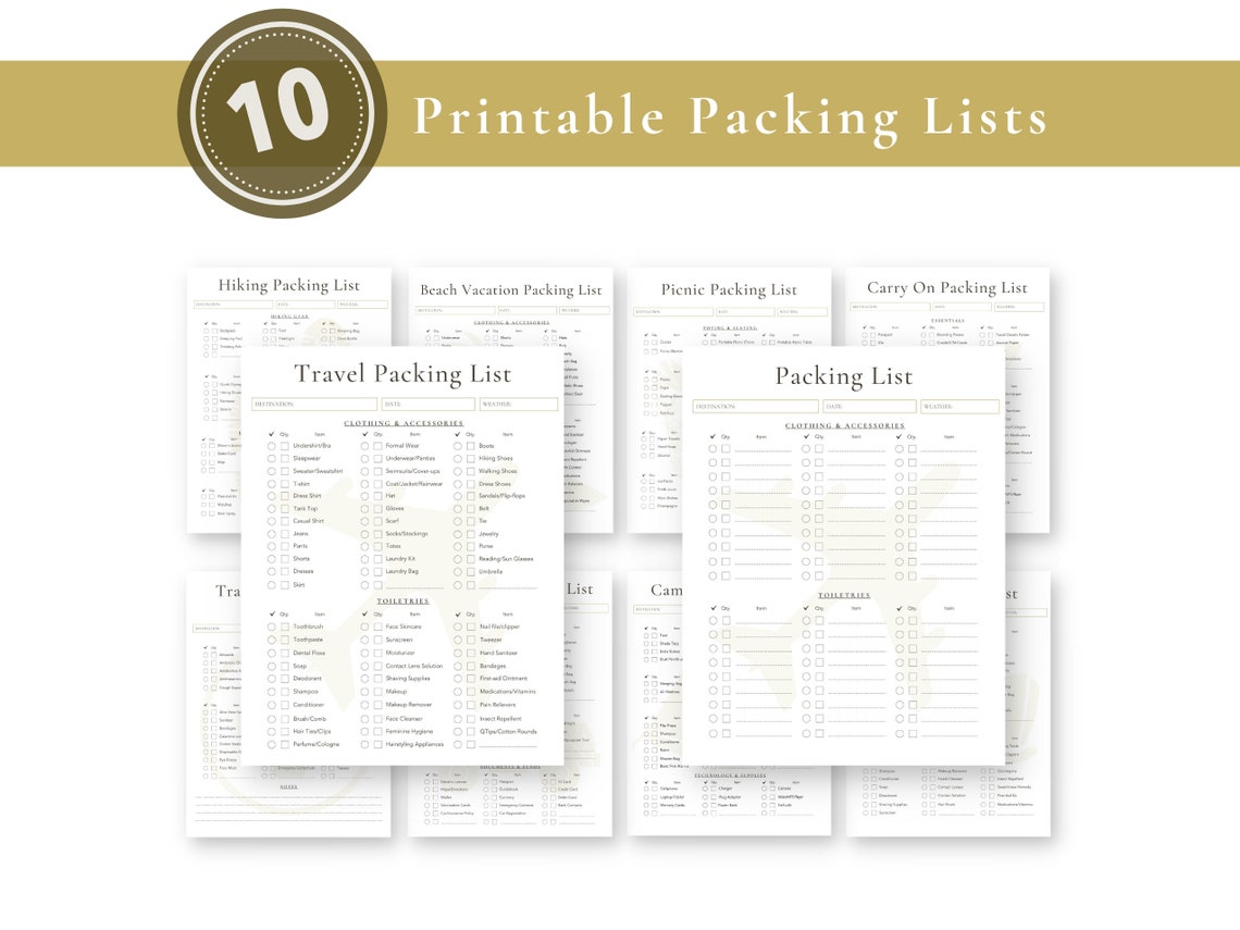 Packing List Bundle, Template, Digital Instant Printable Download - Etsy