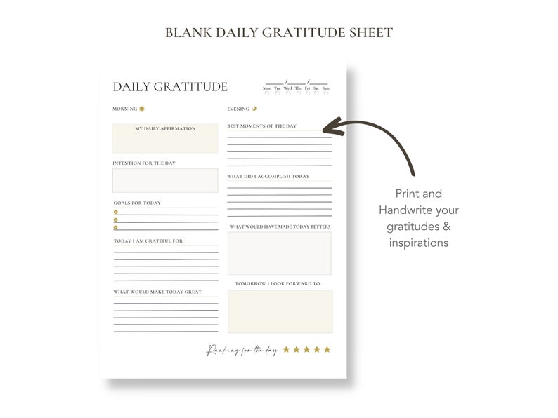 Gratitude Journal Worksheets, Template, Digital Instant Printable ...