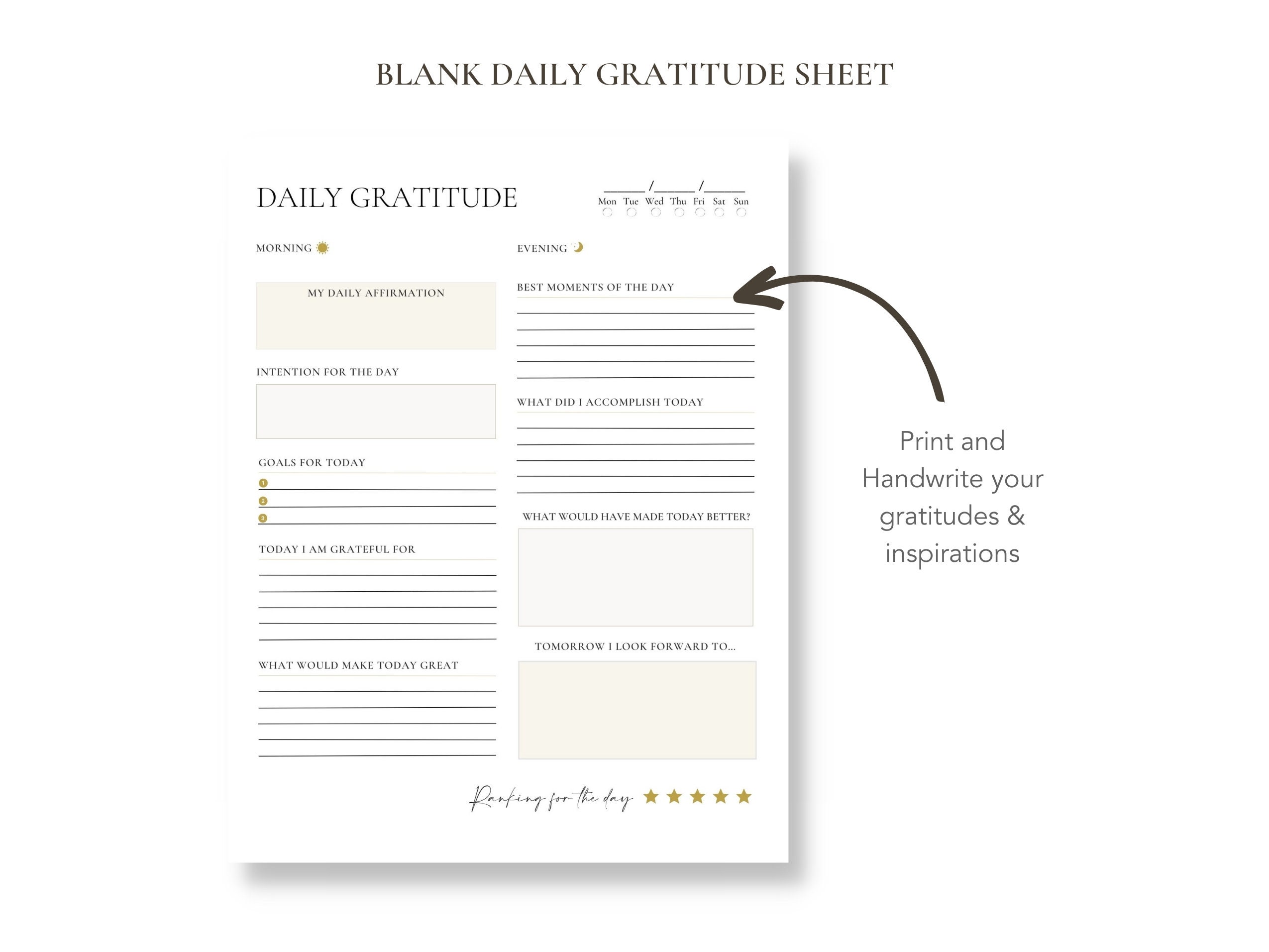 Gratitude Journal Worksheets, Template, Digital Instant Printable ...