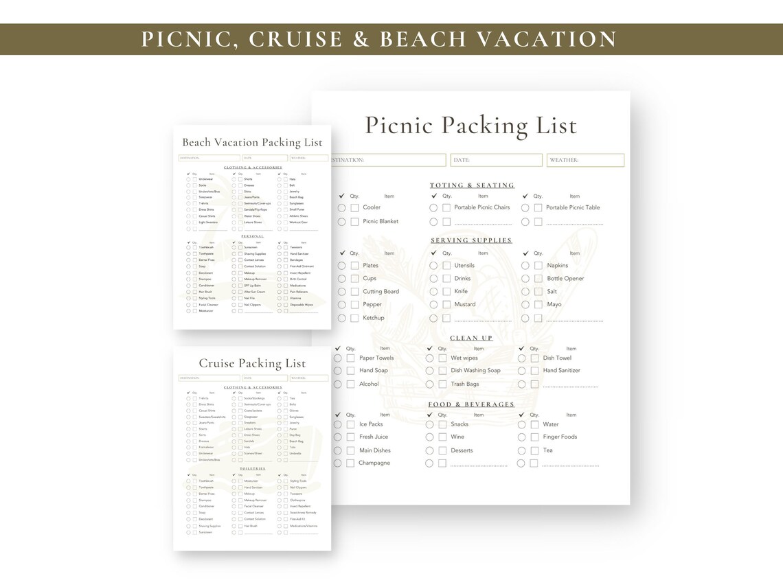 Packing List Bundle, Template, Digital Instant Printable Download - Etsy