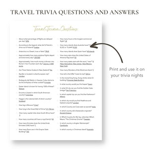 Travel Trivia Questions, Digital Instant Printable Download - Etsy