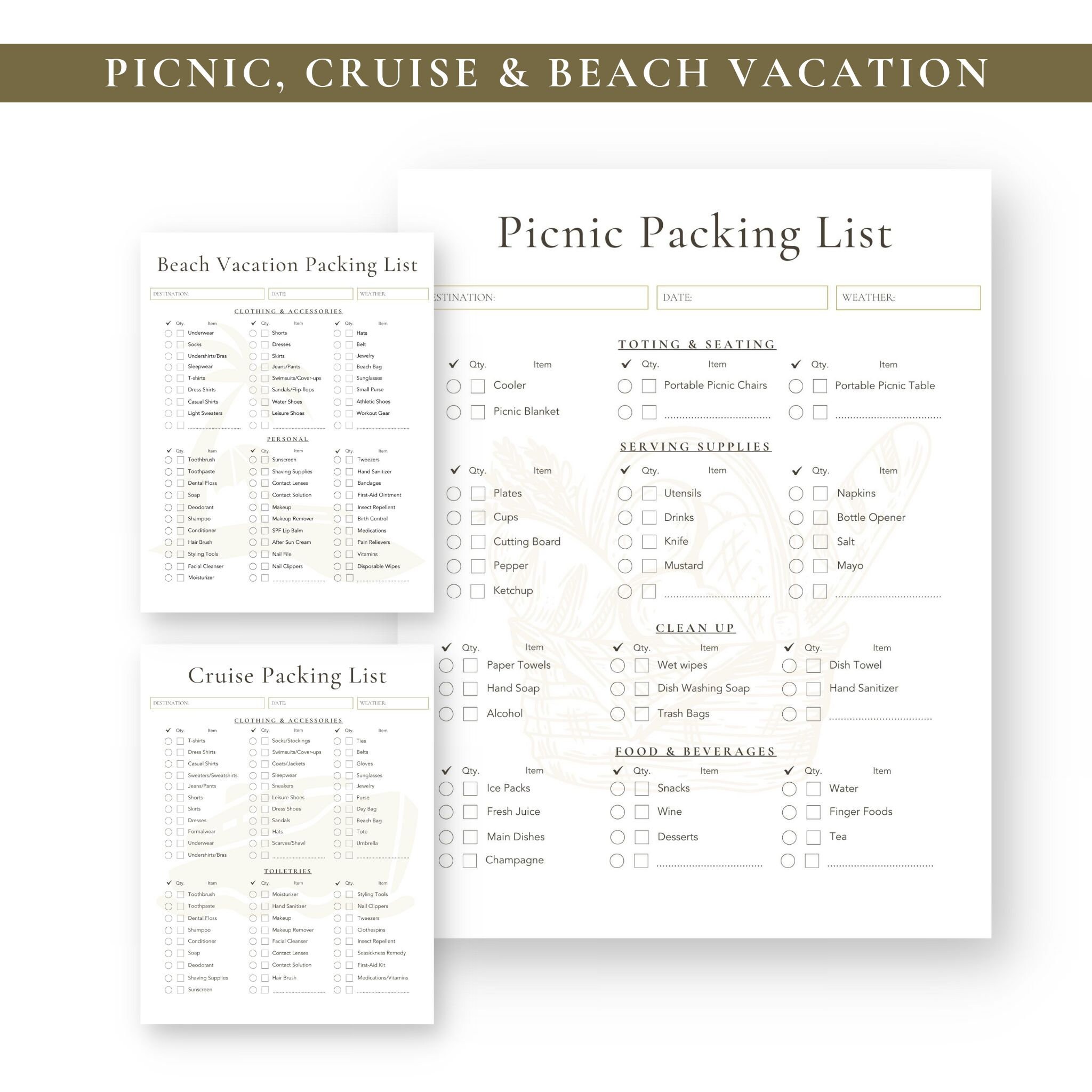 Packing List Bundle, Template, Digital Instant Printable Download - Etsy