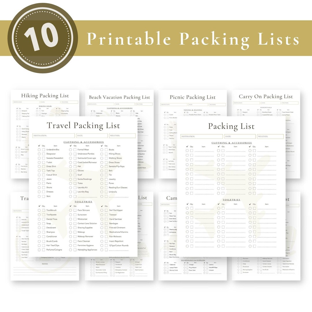 Packing List Bundle, Template, Digital Instant Printable Download - Etsy