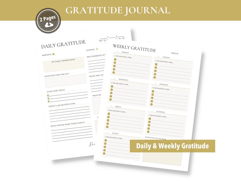 Gratitude Journal Worksheets, Template, Digital Instant Printable ...