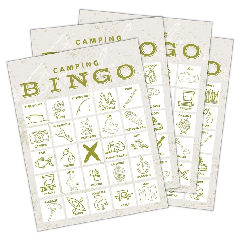 Camping Bingo Cards, Digital Instant Printable Download - Etsy