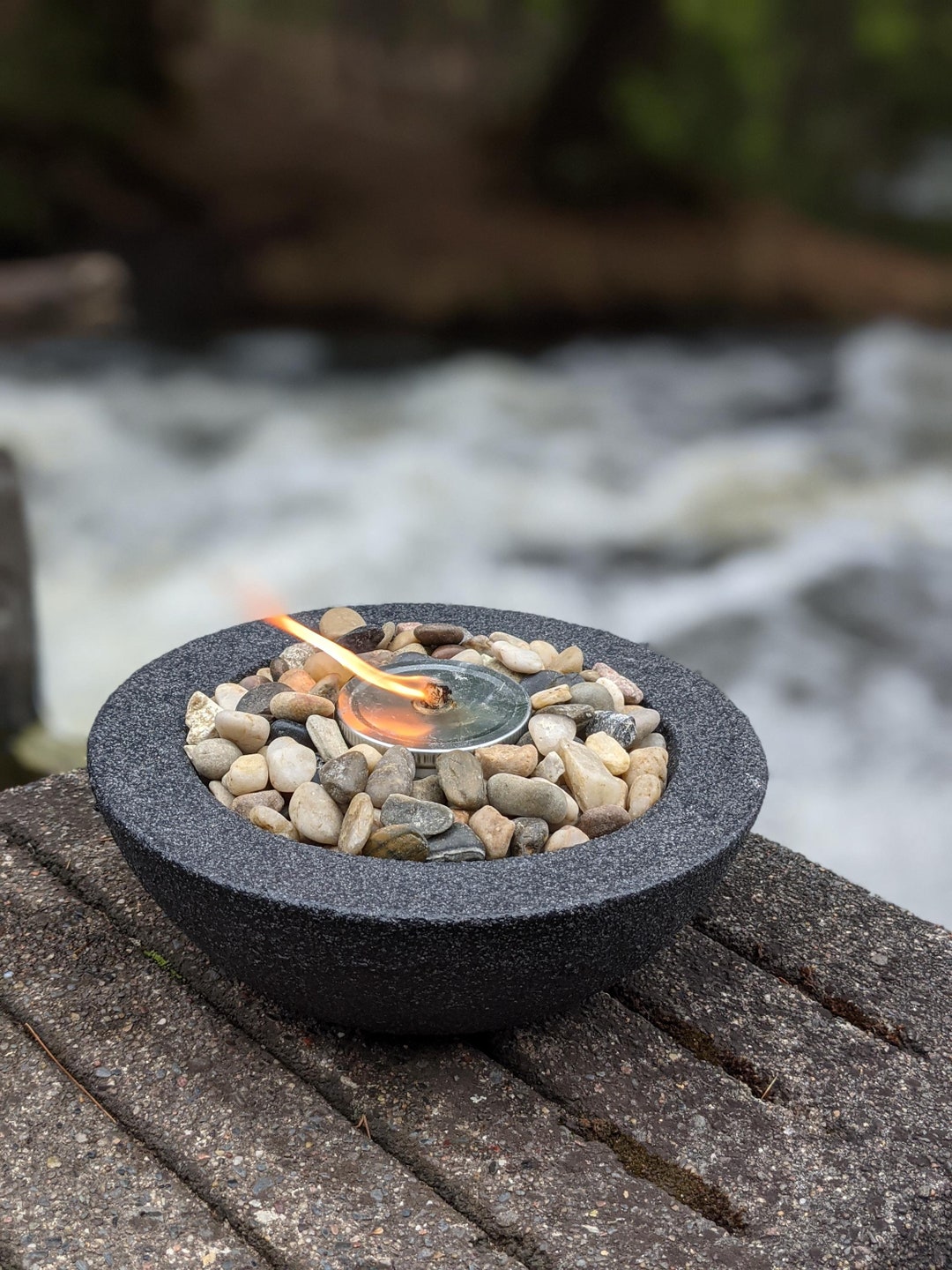 Concrete Tabletop Fire Pit: White Sand Fire Bowl, RV Decor - Etsy