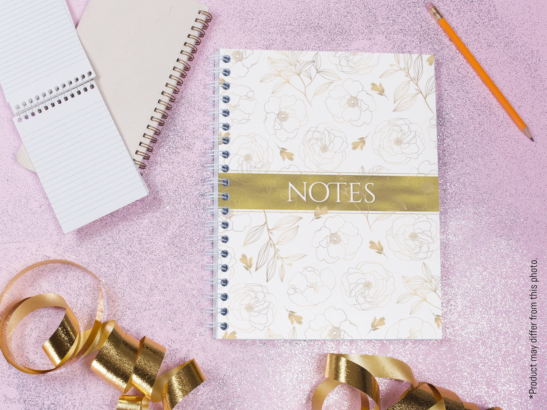 ATHENA GOLD White & Gold Floral Spiral Notebook - Etsy