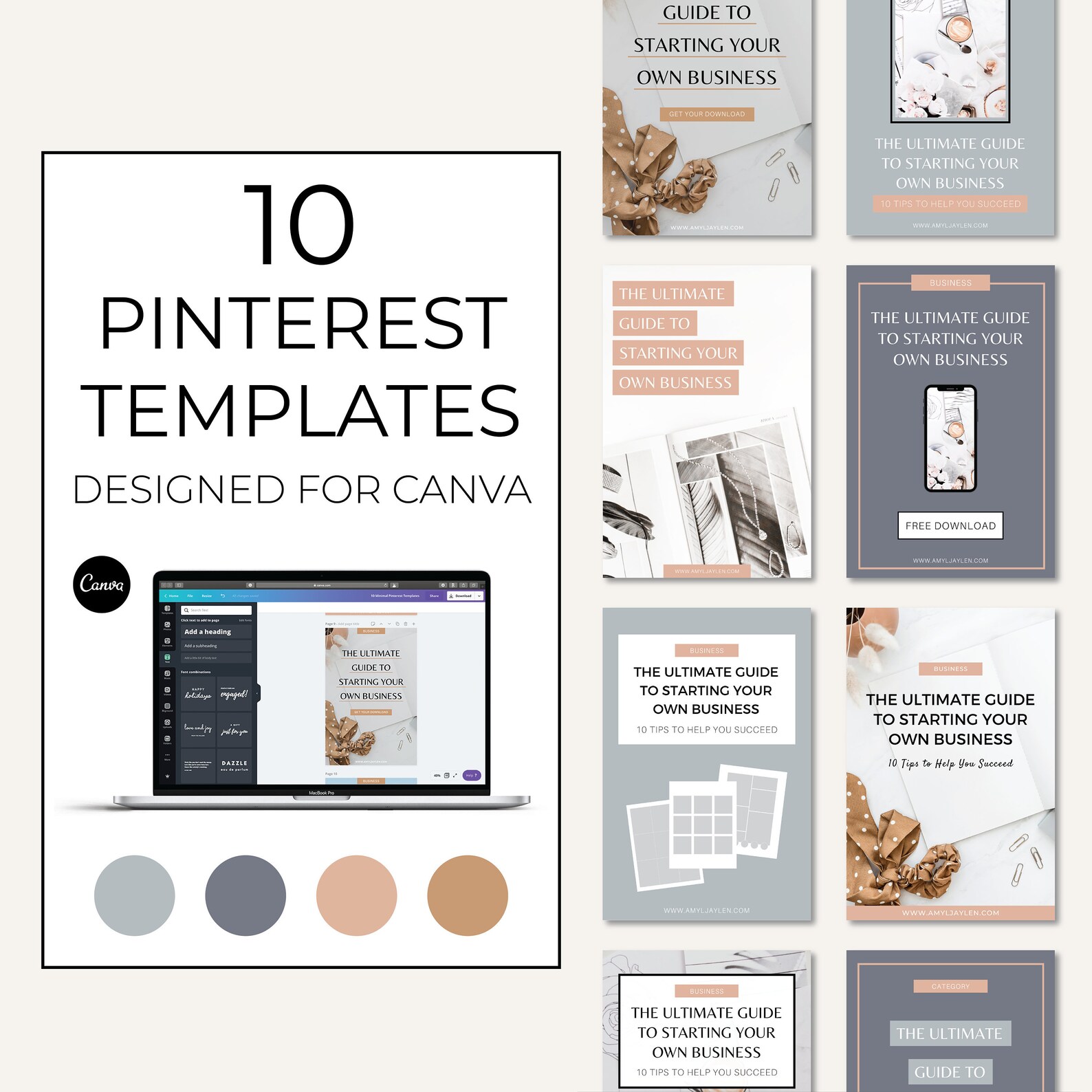 10 Minimal Pinterest Templates Editable Pinterest Templates Canva ...