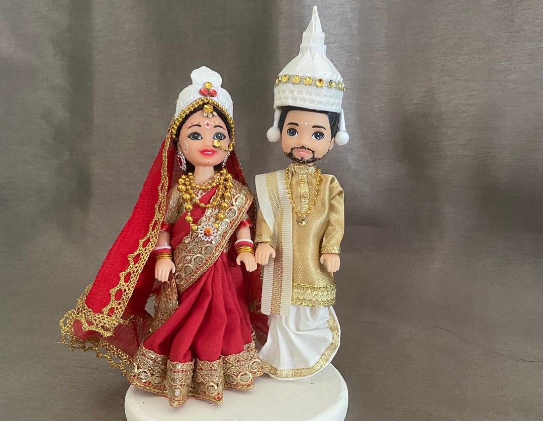 Indian Wedding Cake Topper, Bengali Couple Doll, Indian Cake Topper ...
