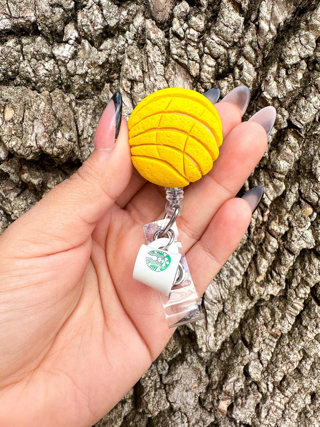 Yellow Concha Con Cafecito Badge Reel | Mexican Pan Dulce ID Holder ...