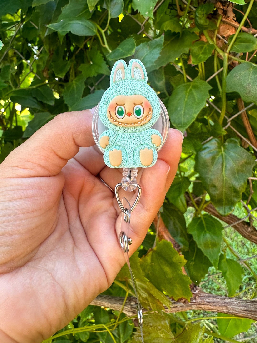 Mint Sitting Monster Badge Reel | Handmade Fantasy Creature Polymer ...