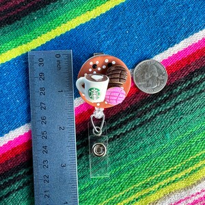 Mini Conchas With Coffee Mug Badge Reel | Mexican Pan Dulce ID Holder ...
