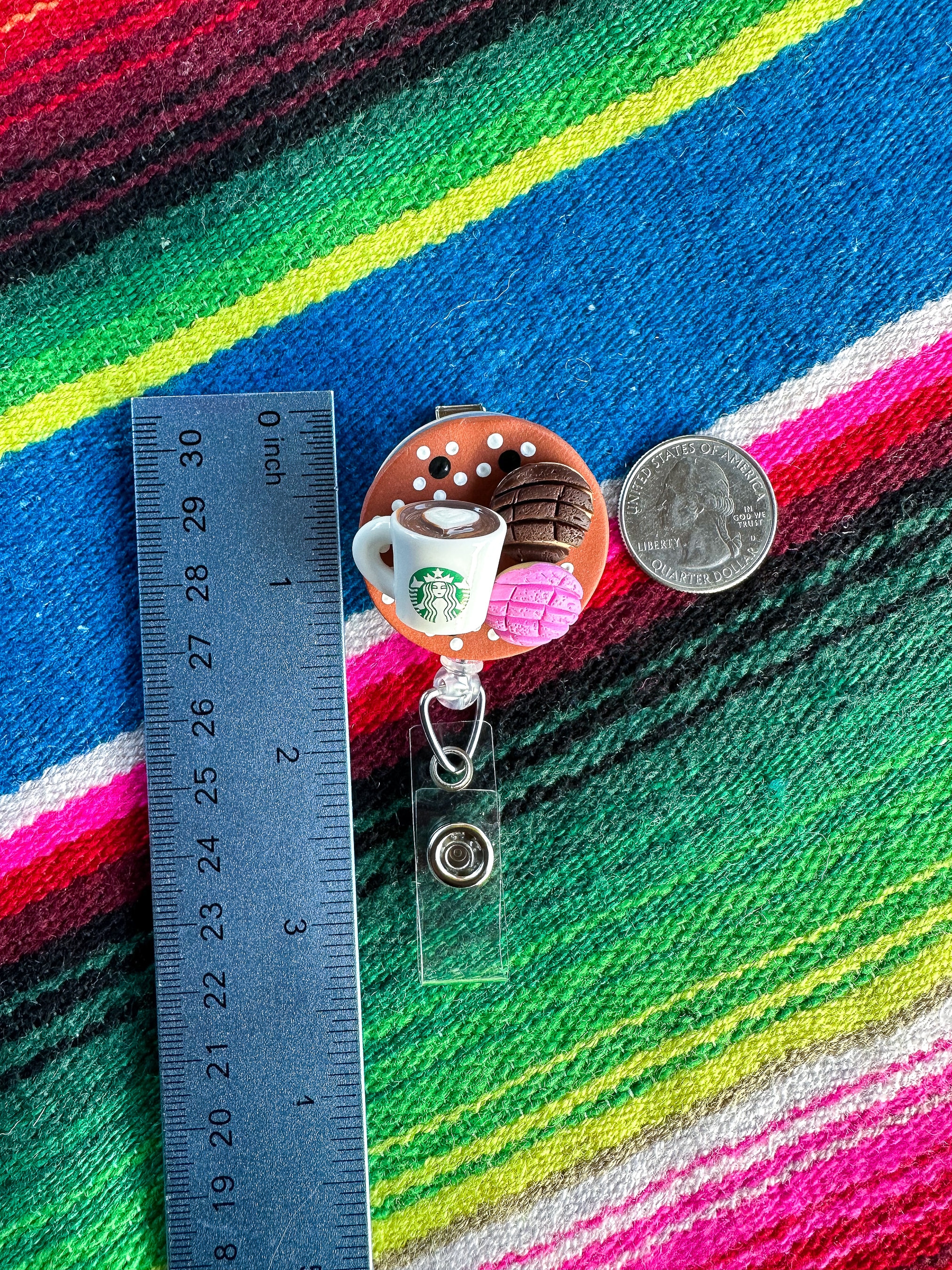 Mini Conchas With Coffee Mug Badge Reel | Mexican Pan Dulce ID Holder ...
