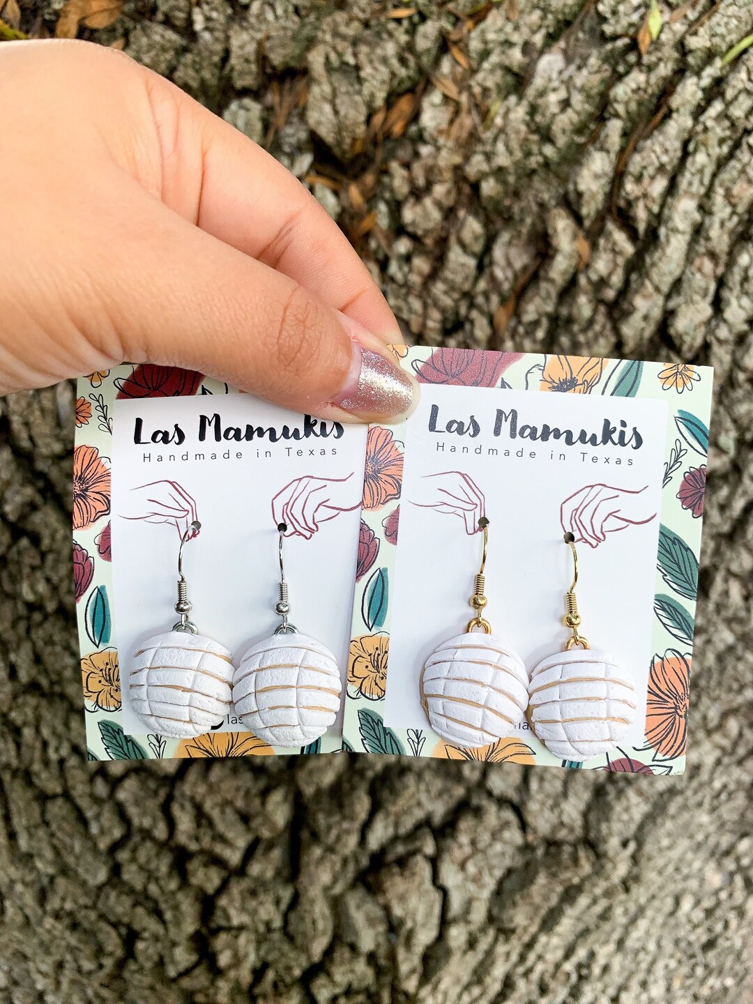 Large White Concha Dangles | Mexican Pan Dulce Earrings | Miniature ...
