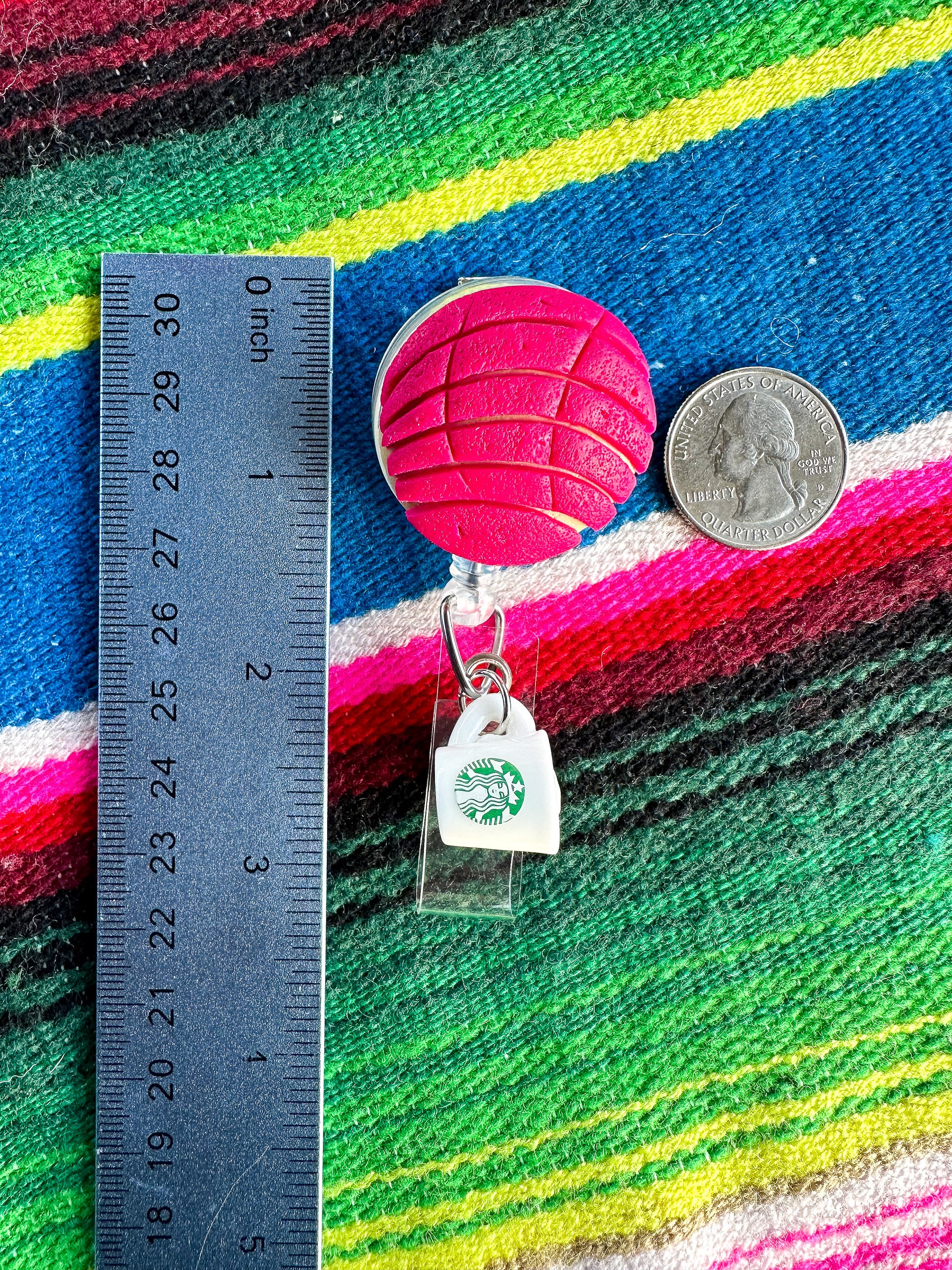 Fuchsia Concha Con Cafecito Badge Reel | Mexican Pan Dulce ID Holder ...