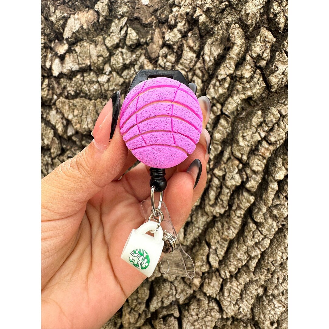 Pink Concha Con Cafecito Lanyard Attachment | Mexican Pan Dulce ID ...
