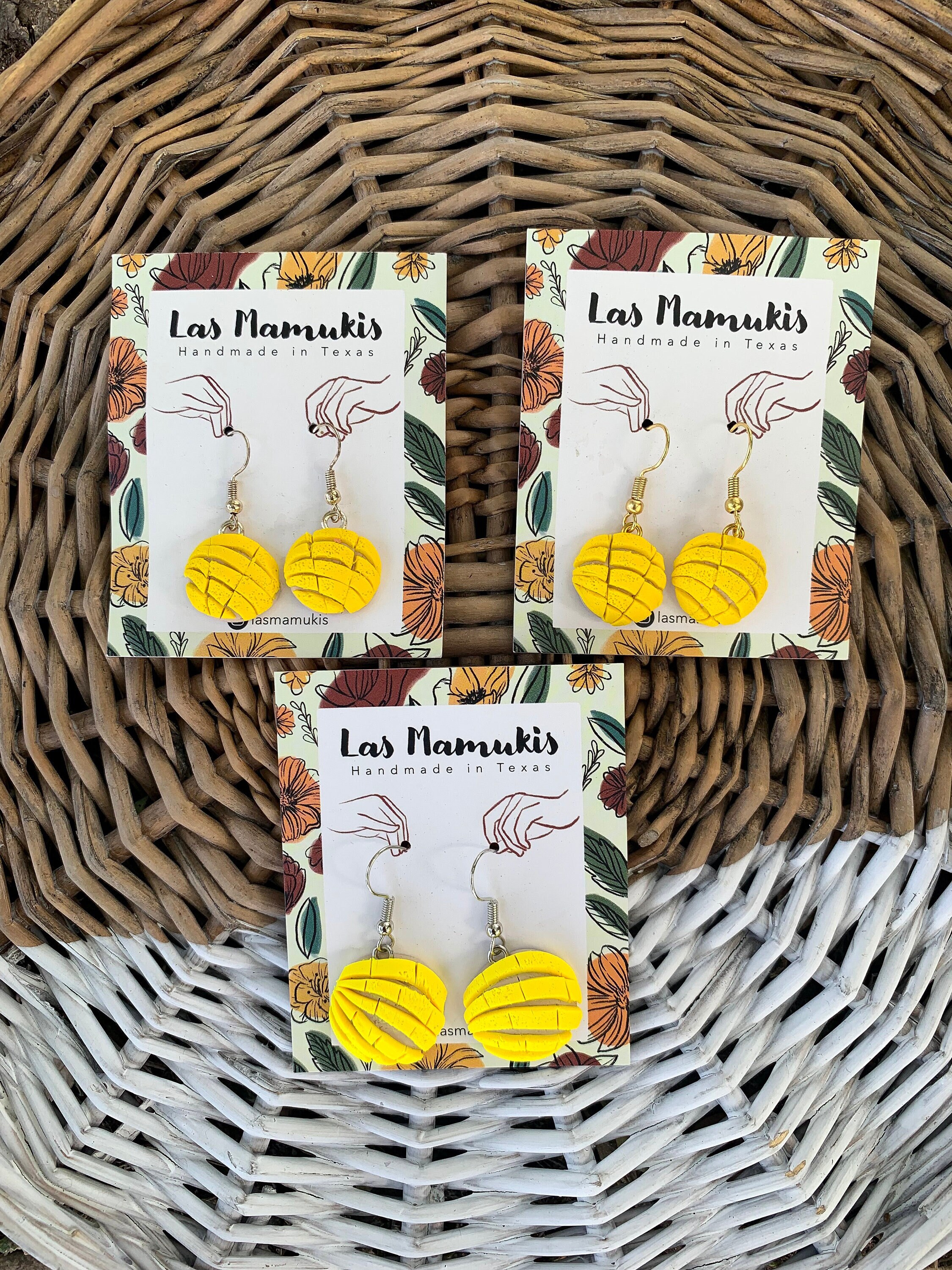 Yellow Concha Dangles Mexican Pan Dulce Earrings Handmade - Etsy