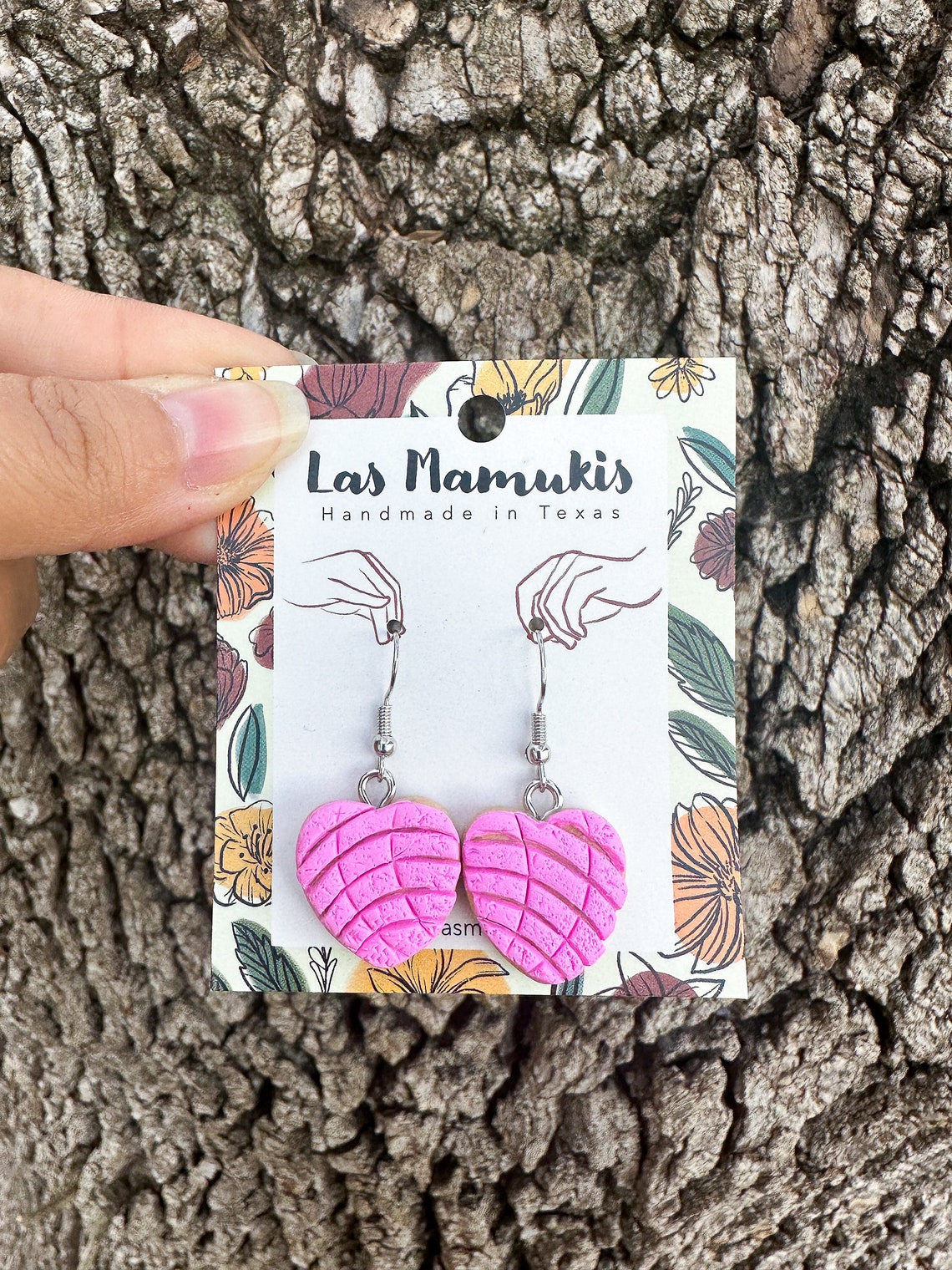 Pink Concha Heart Dangles | Concha Clay Earrings | Mexican Pan Dulce ...
