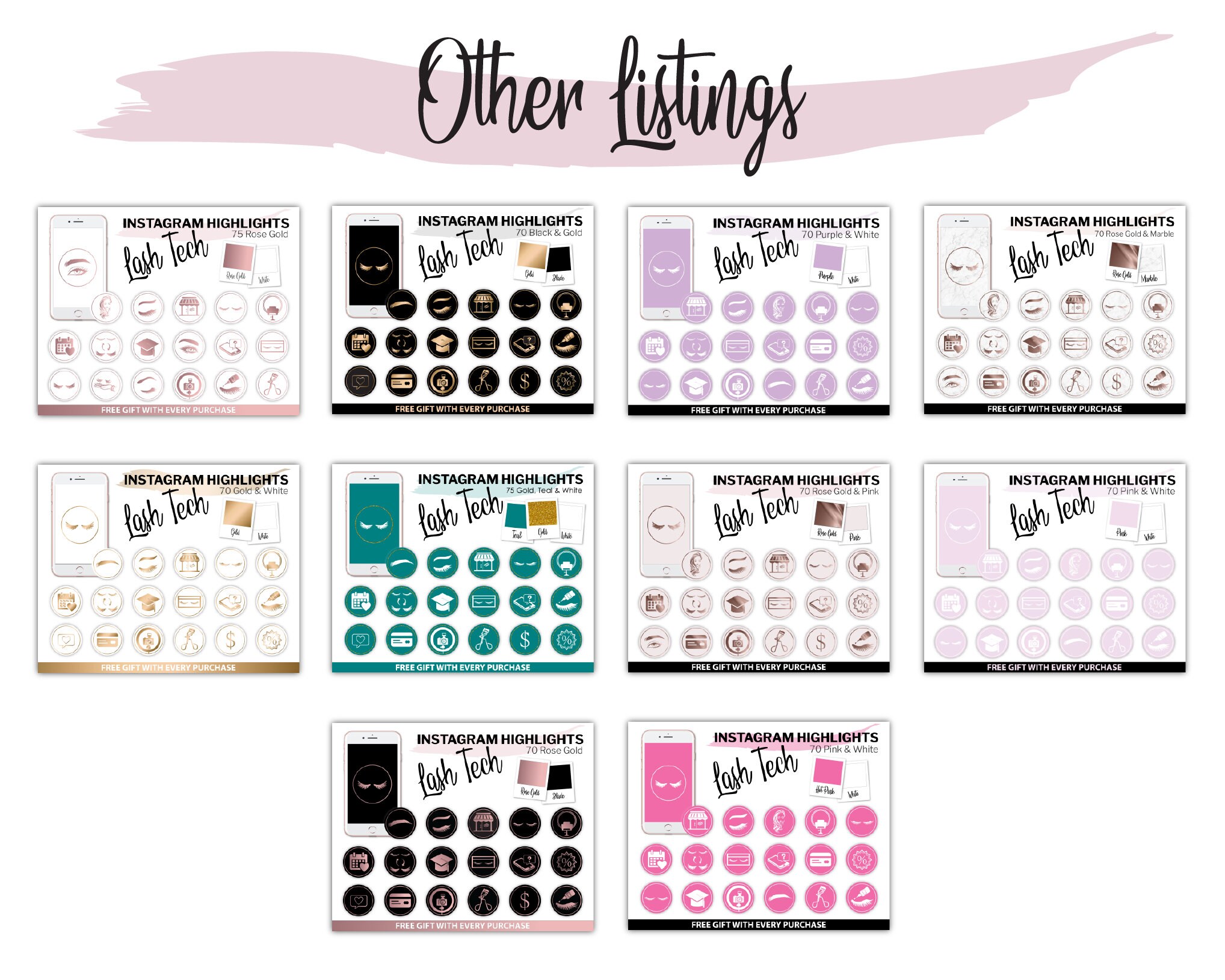 Lash Tech Instagram Story Highlight Icons Instagram Cover | Etsy