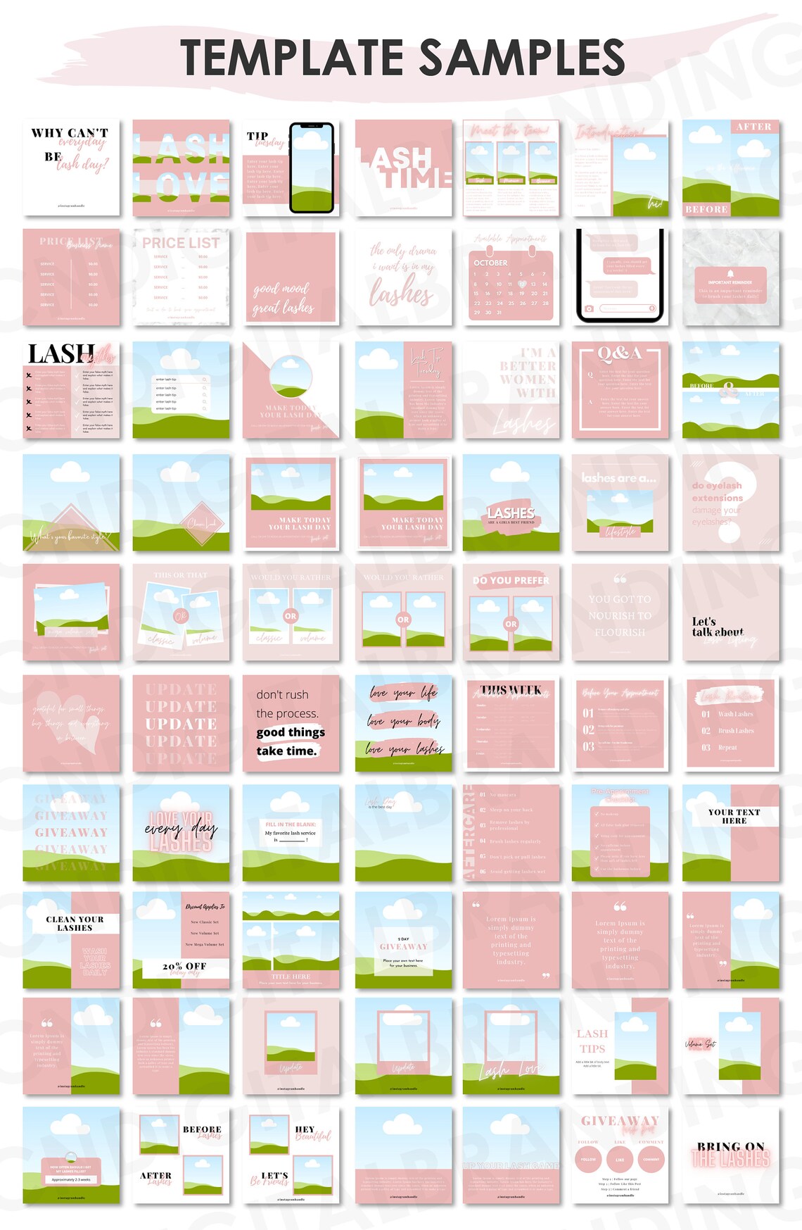 Editable Instagram Post Templates Canva Lash Tech Posts - Etsy