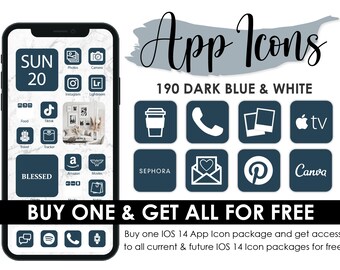 Navy Blue Icon Pack | Etsy