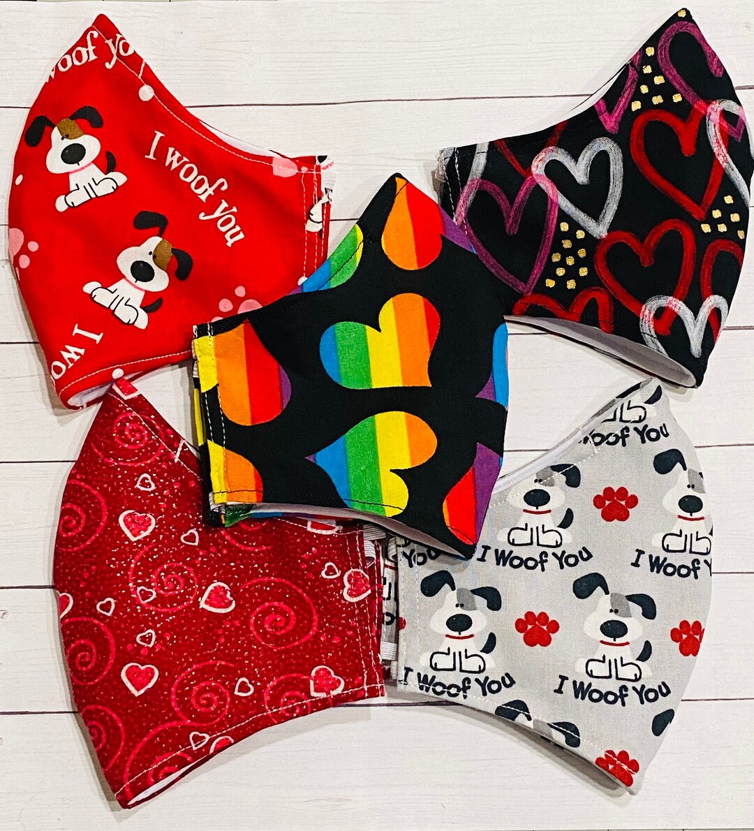 Valentines Day Fabric Face Mask With Pocket Filter and Nose Wire. Made ...