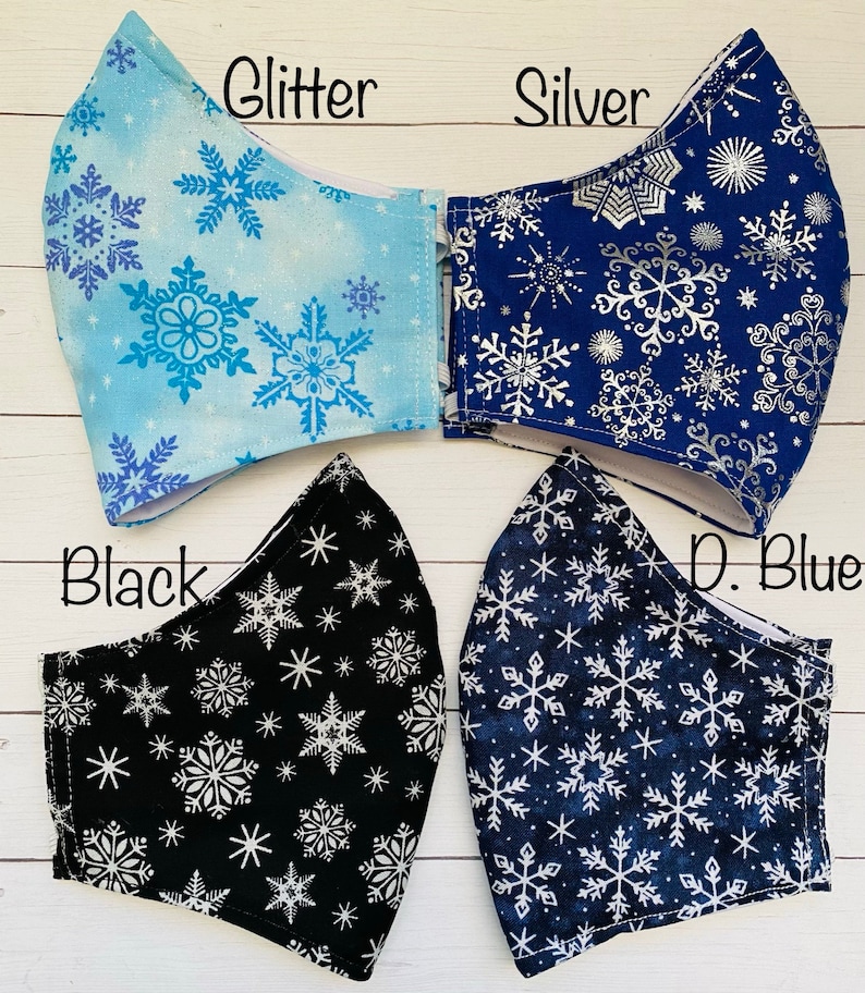 Christmas Fabric Face Mask. Nose Wire and Filter Pocket. Adjustable Ear ...