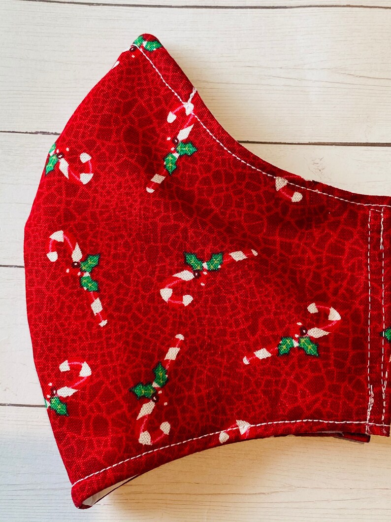 Christmas Fabric Face Mask. Nose Wire and Filter Pocket. Adjustable Ear ...