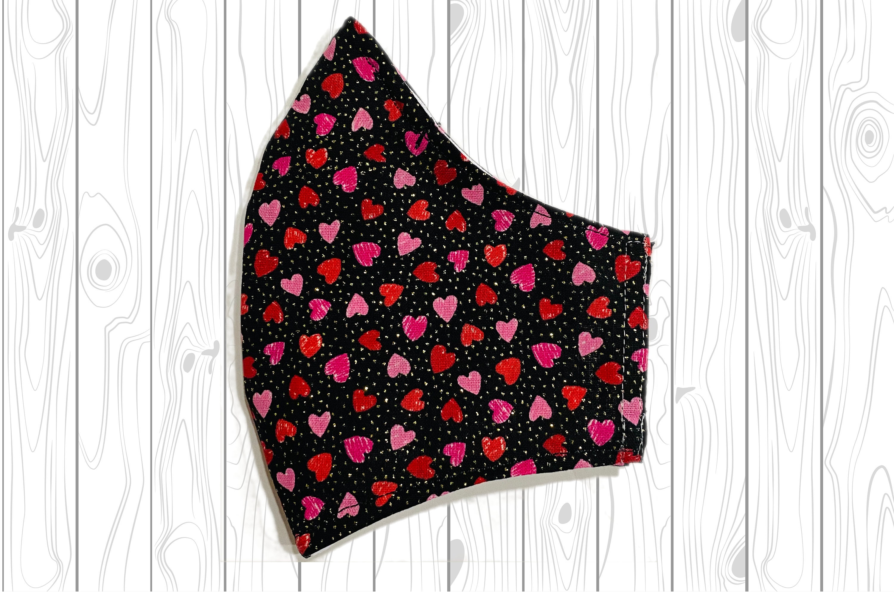 Valentines Hearts Face Mask With Nose Wire Filter Pocket and Adjustable ...