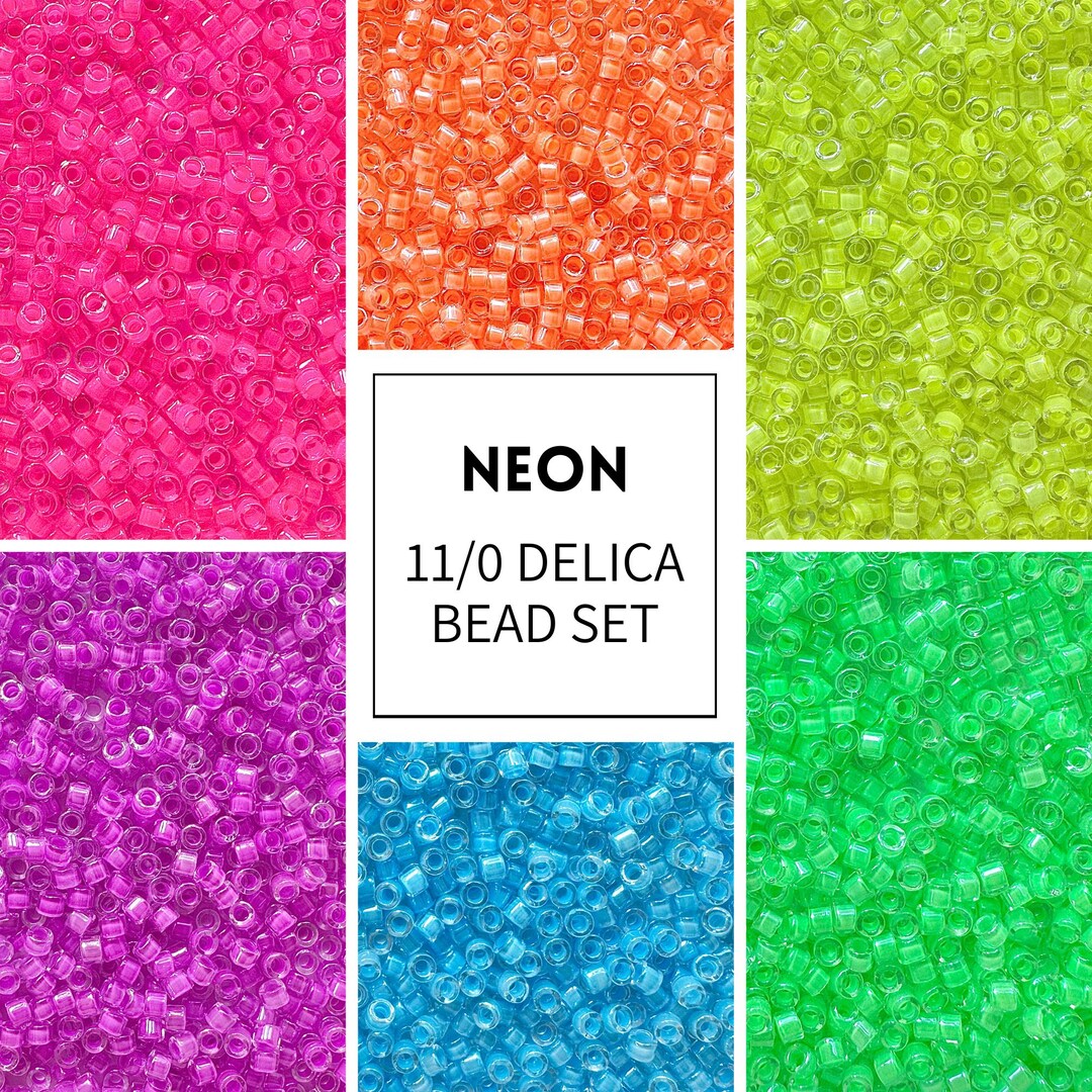 11/0 Miyuki Delica Bead Set: Neon Luminous Color-lined (6 Colors, 7g ...