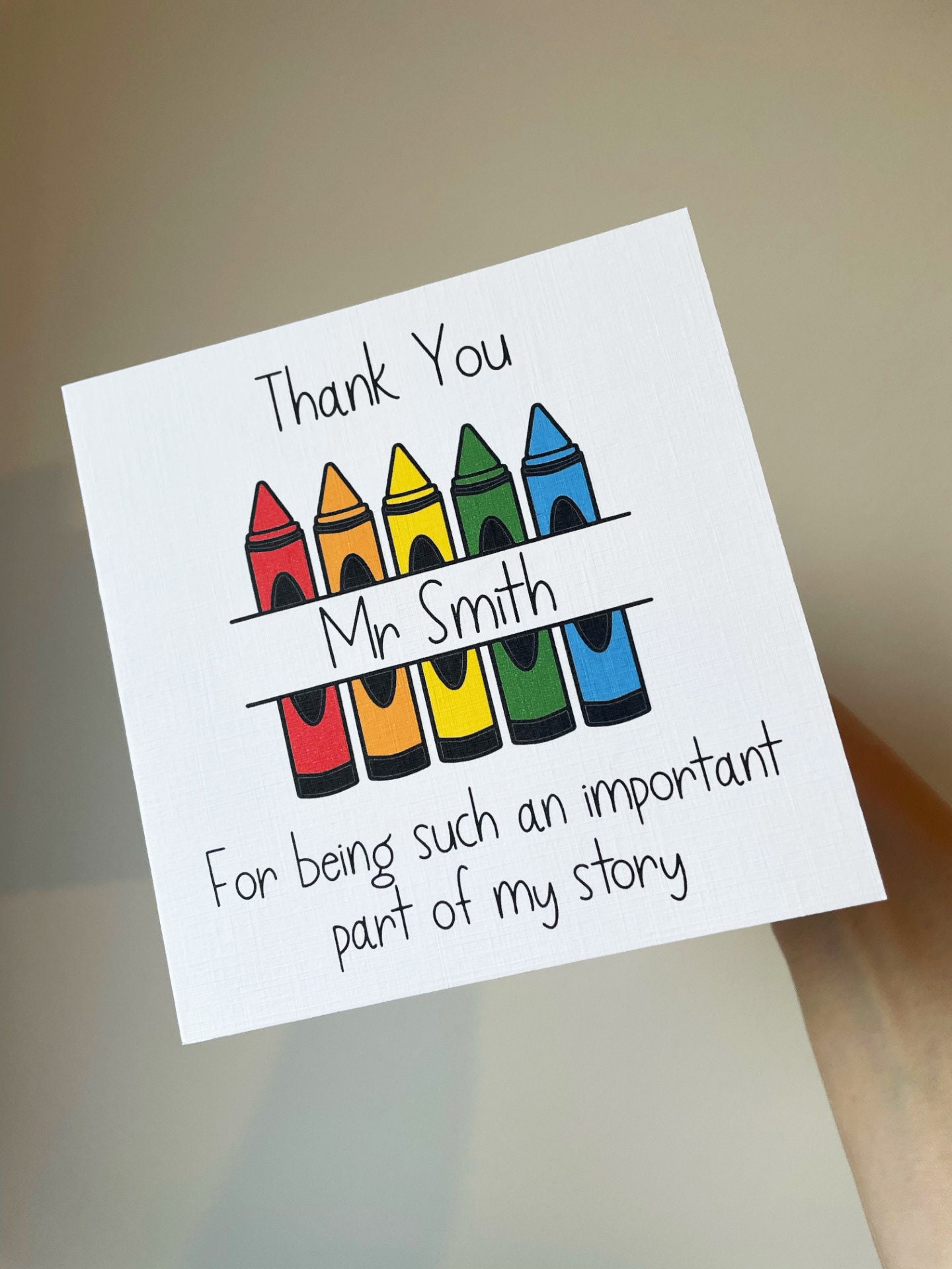 Personalized Teacher Thank You Card: Crayon Design, End of Term Gift - Etsy