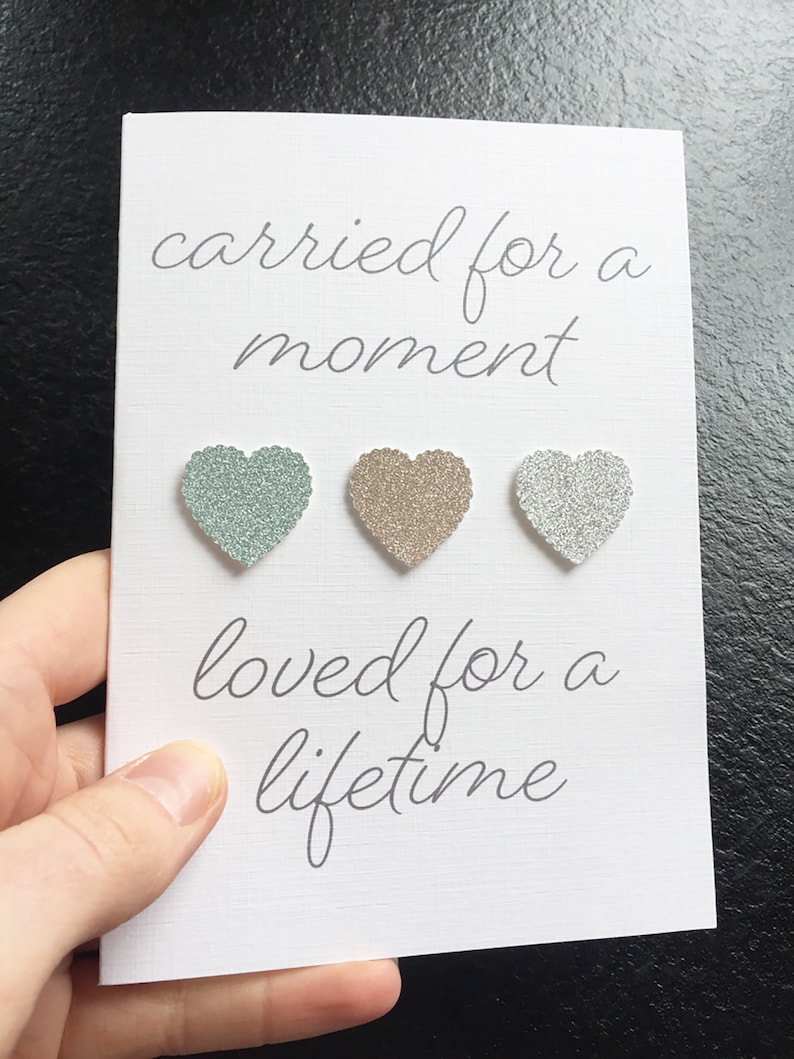 Miscarriage Sympathy Card, Glitter Hearts, Pregnancy Loss Bereavement ...