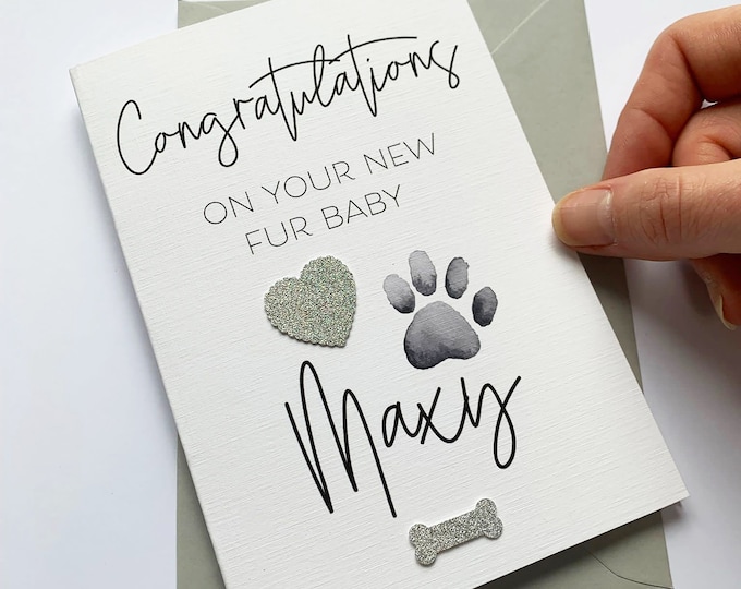 Congratulations New Dog Card Furry Baby Male New Puppy 100% Recycled ...