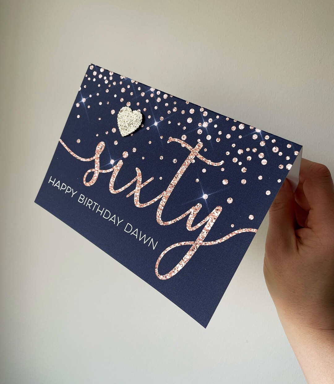 Personalized 60th Birthday Card for Her: Printed Glitter Effect - Etsy ...