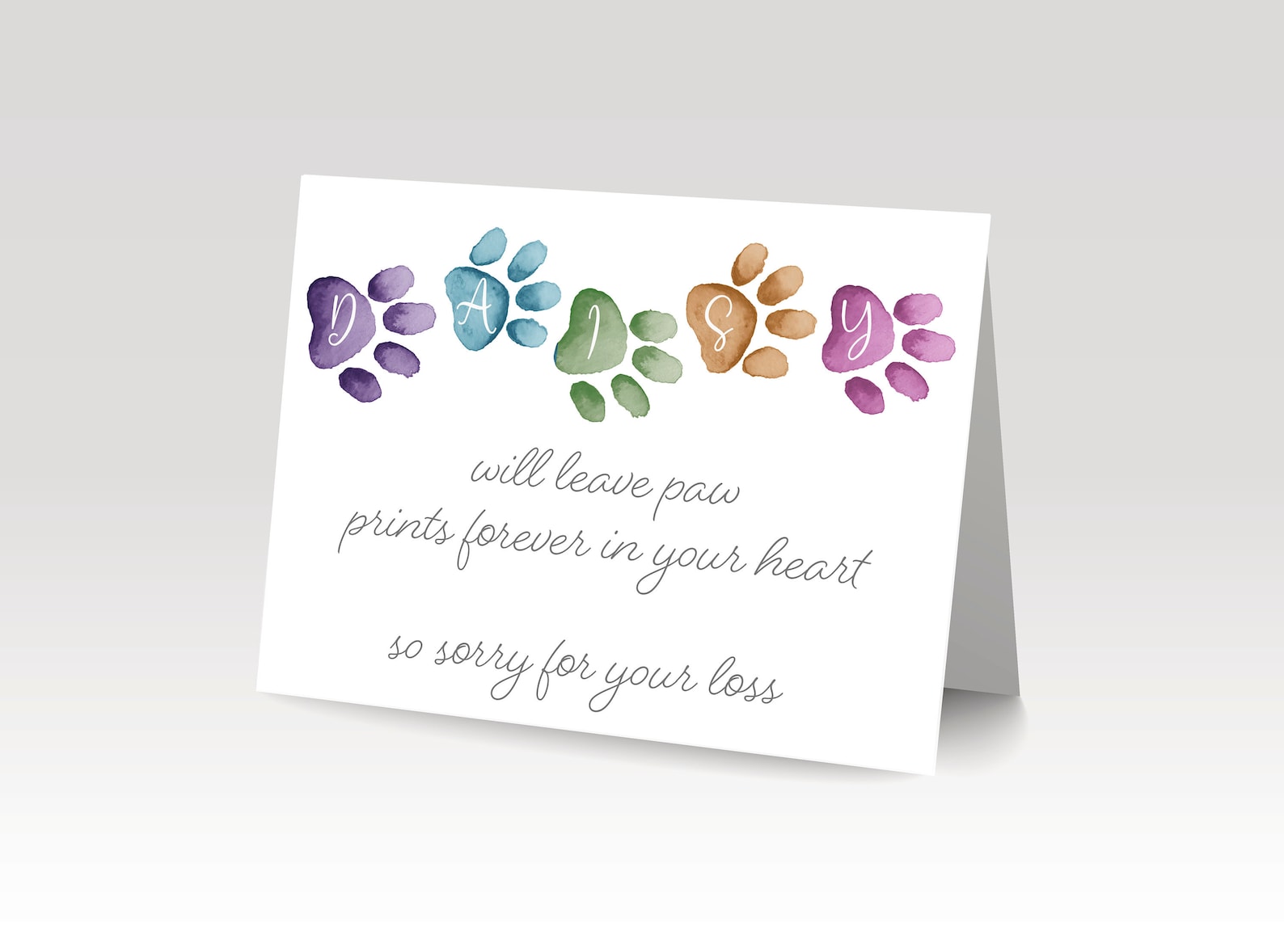 Personalised Dog Loss Sympathy Card: Watercolor Paw Prints - Etsy