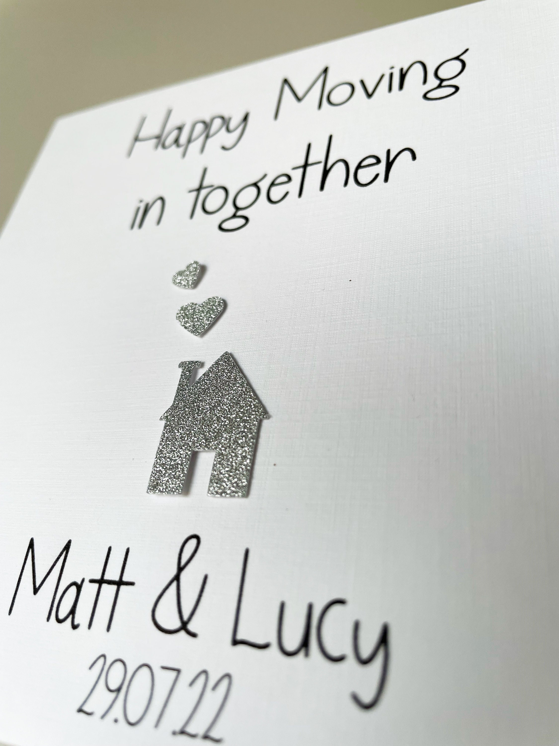 Personalized Moving in Together Card: Silver Glitter House, New Home ...